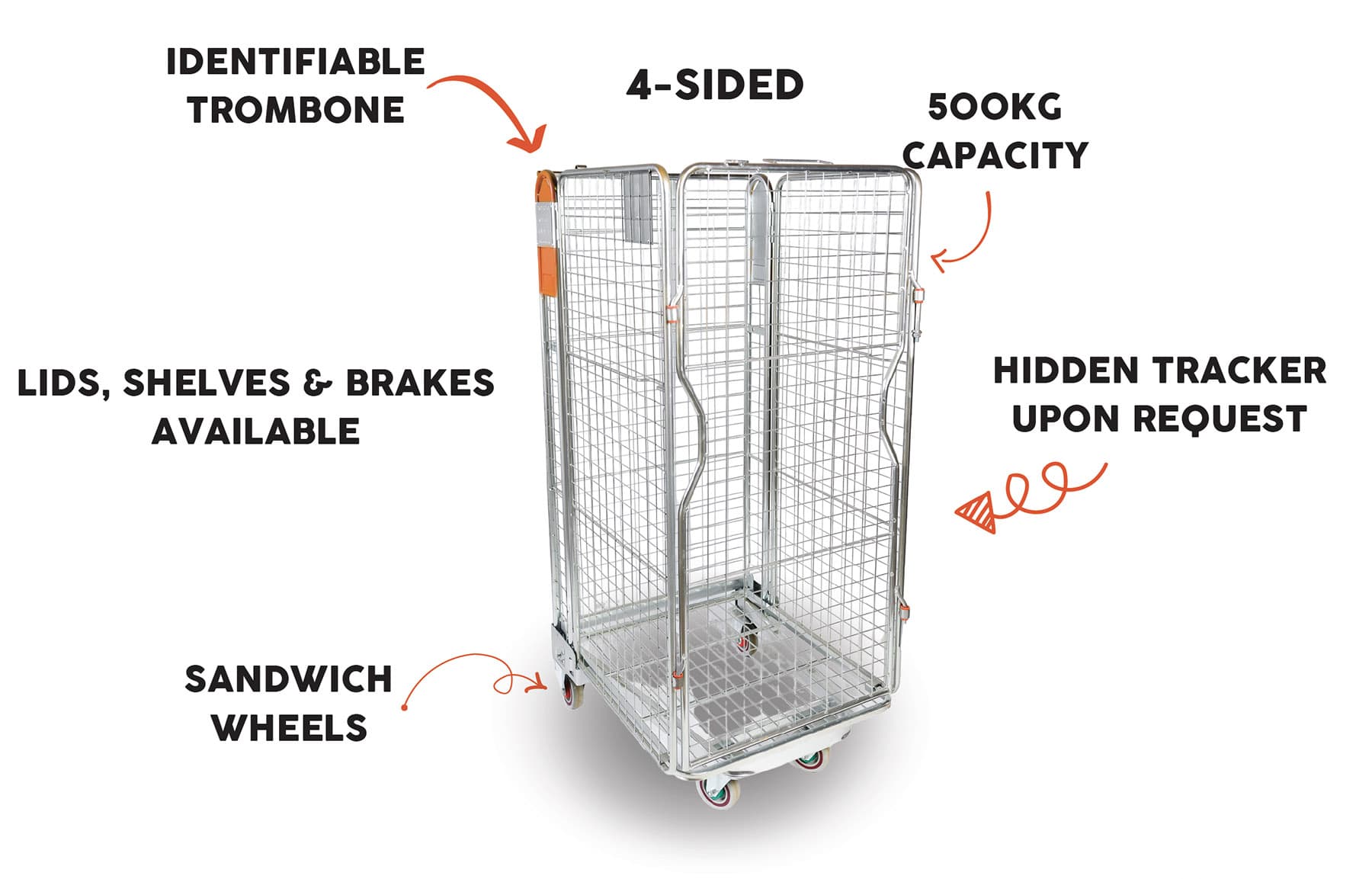 Multi Purpose Steel Roll Cage Trolley - Roll Cage Rental